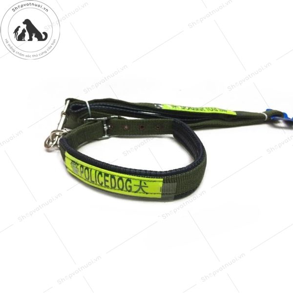Bộ Dây Dắt Chó Kèm Vòng Cổ Police Phản Quang Ban Đêm - Shopvatnuoi.vn