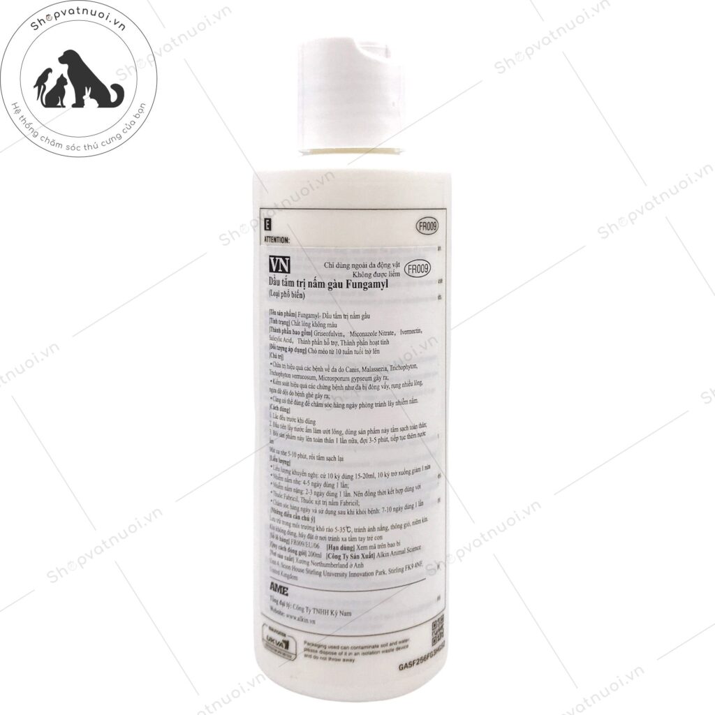Dầu Tắm Trị Nấm Viêm Da Cho Chó Mèo Fungamyl Alkin - Shopvatnuoi.vn