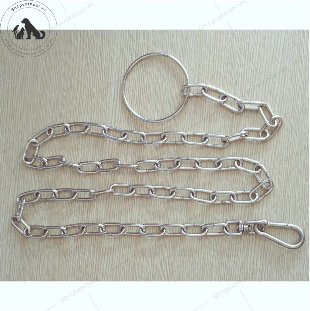 Dây Dắt Dây Xích Kèm Vòng Cổ Mắt Ovan Inox 304 DDVC015 - Shopvatnuoi.vn