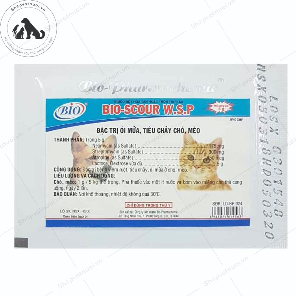 Thuốc Bột Đặc Trị Ói Mửa Tiêu Chảy Chó Mèo Bio Scour WSP - Shopvatnuoi.vn