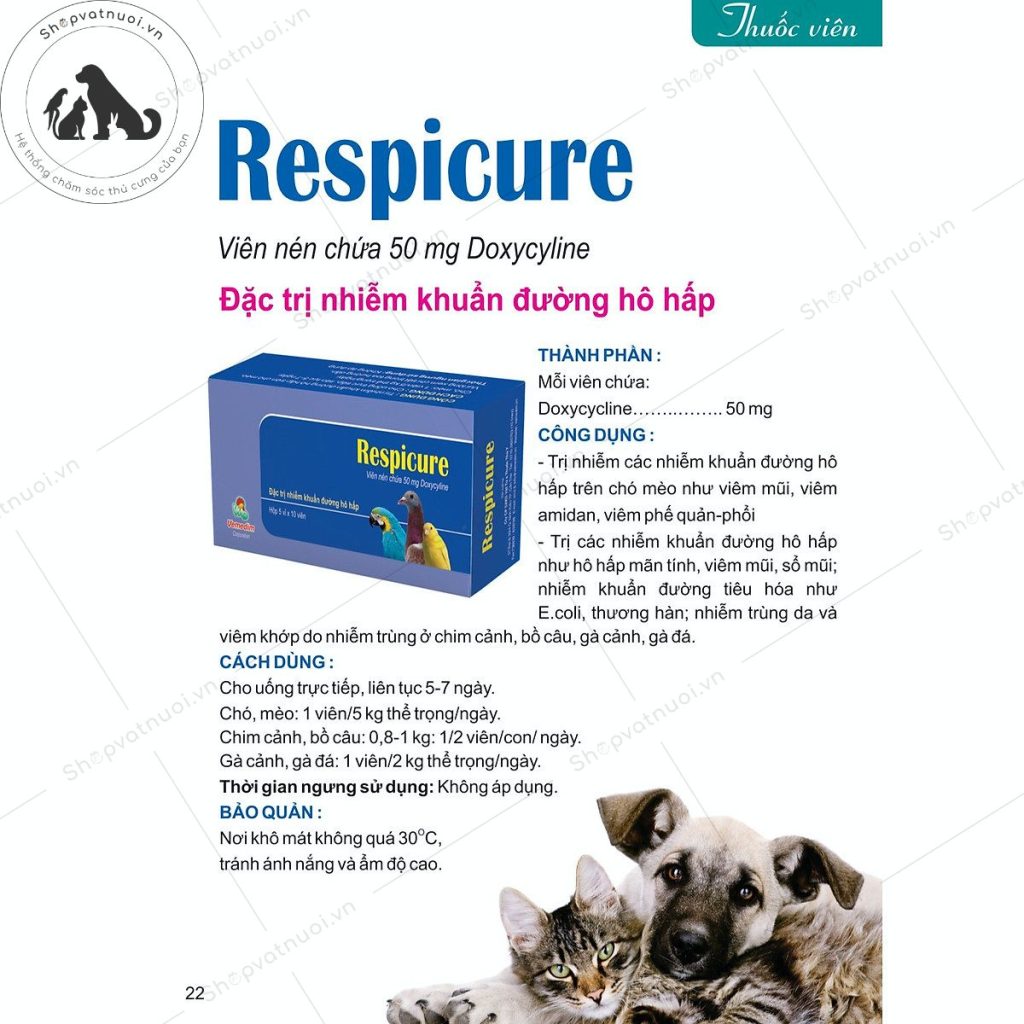 Thuốc Uống Đặc Trị Nhiễm Khuẩn Đường Hô Hấp Cho Vật Nuôi Respicure Vemedim - Shopvatnuoi.vn