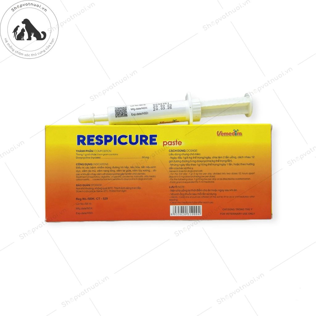 Gel Trị Nhiễm Trùng Đường Tiêu Hoá Hô Hấp Tiết Niệu Viêm Da Chó Mèo Respicure Vemedim 10ml ...