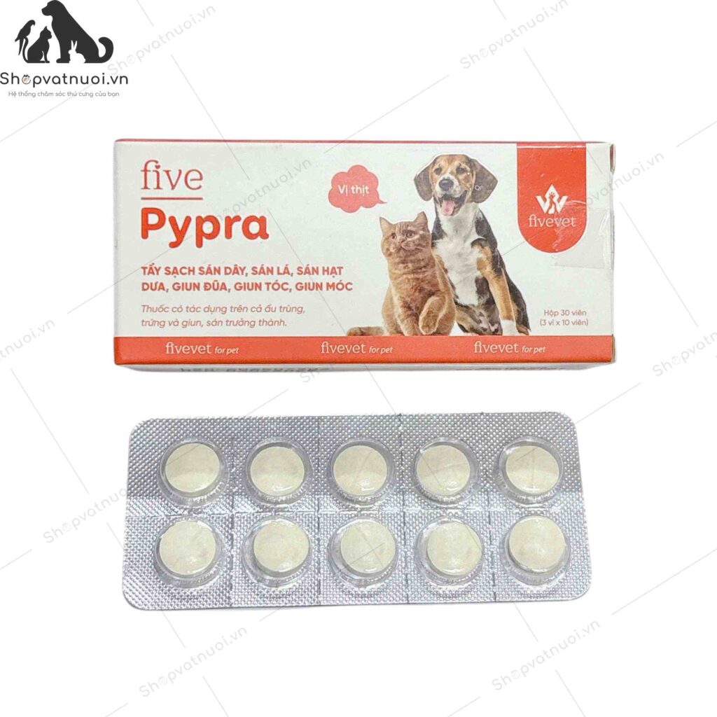 Thuốc Tẩy Giun Sán Cho Chó Mèo Five Pypra Vị Thịt FiveVet - Shopvatnuoi.vn